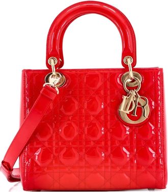 Dior Lady Dior Bag Cannage Quilt Patent Medium satchel - Rot