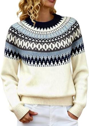 Generic Pull Femme Chic Hiver Chaud Col Rond Sweat Manche Longue Basique Pulls Tricot&eacute; Thermique &Eacute;pais Hiver Chaud Grandes Tailles Pullover Casual D&eacute;contract&eacute;