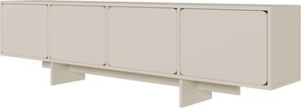Selsey TV Schrank Lowboard Board Sideboard Fernsehtisch Fernsehschrank 4 T&uuml;ren F&auml;cher Push to Open 200 cm Graubeige Wuwu