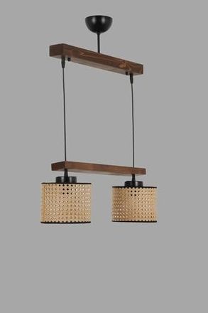 Opviq Rustic Wooden Chandelier, Vintage Color, 15 cm Diameter, 80 cm Height, Adjustable, E27 Socket, Max 40W, Perfect for Southwestern & Country Decor