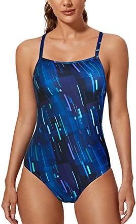 Syrokan Maillot de Bain Femme 1 Pieces Gainant Ventre Plat Sport Dos Nageur Natation Mince Bretelles Speedy Starlight 40