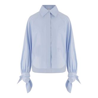 Patou Blouse en coton &agrave; manches nou&eacute;es - Femme - Blouses et Chemises - Bleu - Taille: 42 FR
