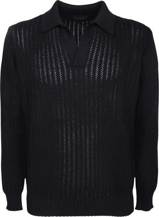 Dell'Oglio Homme, Tops, Noir, Taille: L Pull &agrave; col polo