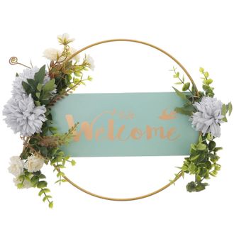 Cabilock Metall Willkommensschild Eukalyptus Kranz Girlande K&uuml;nstliche Blumen T&uuml;rkranz Floral Wandkranz Metallkranz Metallringe Hochzeit T&uuml;rschild f&uuml;r Landhaus