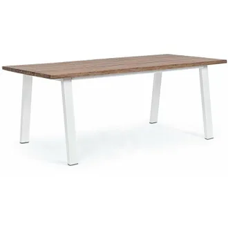 BIZZOTTO Bizzotto - Fester Tisch Oslo aus Akazienholz mit Metallf&uuml;&szlig;en f&uuml;r den Garten 200 x 100 cm -Weiss