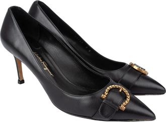 Ferragamo Hohe Schuhe - Salvatore Ferragamo Black Leather Heels (38,5) - Gr. ONE_SIZE - in Schwarz - f&uuml;r Damen