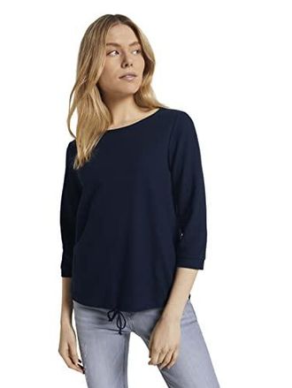 Tom Tailor 1024039 T-shirt à Manches Longues avec Structure Femme,10668 - Sky Captain Blue,XXL