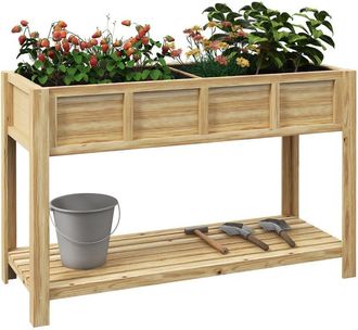 OUTSUNNY Jardini&egrave;re sur pied - s&eacute;parateur amovible, &eacute;tag&egrave;re - bois sapin autoclave