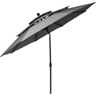 Costway Costway - Parasol Ext&eacute;rieur de 3m &agrave; 3 Niveaux, Parasol de Patio Auto-inclinable Double Ventilation, Manivelle, Poteau en Aluminium pour March&eacute;