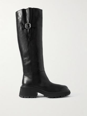 Jimmy Choo London Tasmin 70 Kniehohe Stiefel Aus Glanzleder Mit Schnalle - Schwarz