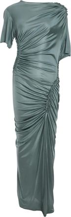 Atlein robe mi-longue asymétrique à fronces - Vert