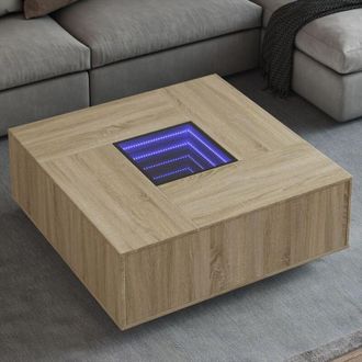 vidaXL Vidaxl - Table basse avec led infini ch&ecirc;ne sonoma 100x100x40 cm