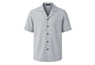 AlltheMen T-Shirt T-Shirt & Shorts 2-tlg Herren Strukturiertes Kurzarmhemd - Shorts Set