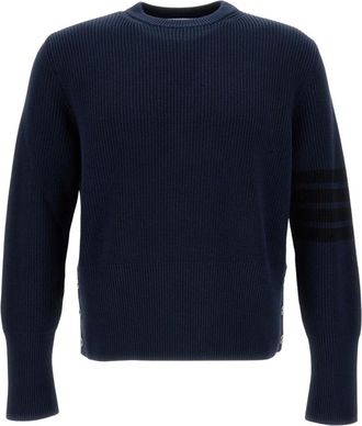 Thom Browne Homme, Pulls, Bleu, Taille: XL Maille ras du cou