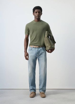 Mango T-shirt maille fine coton vert for&ecirc;t - Homme - XXL - MANGO MAN