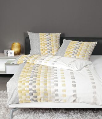 Janine Feinbiber-Bettwäsche Davos 135x200 + 80x80 cm Bernstein-opalgrau