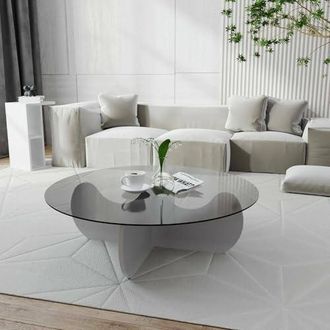 Dmora Couchtisch Enif 90x90x30h cm Weiß Rauchoptik