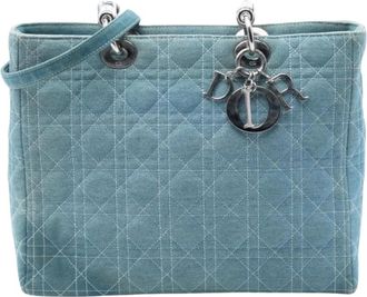 Dior Sac &agrave; main matelass&eacute; en denim Pre-owned - Femme - Pre-owned - Bleu - Taille: ONE Size