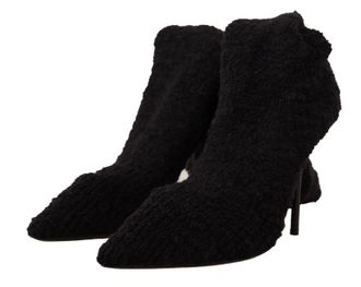 Dolce & Gabbana Womens Black Stretch Socks Knee High Booties Shoes Fabric