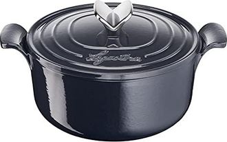 Lagostina Tradizione Cocotte en Fonte Emaill&eacute;e pour Cuisson Longue Dur&eacute;e &Oslash; 22 cm, Casserole Induction, Gaz et Four jusqu&agrave; 220 &deg;C, Marmite avec Couvercle pour Ra