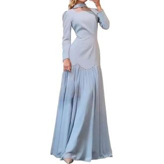 Generic Robe Femme Chic Et Elegant Robe de Soirée 2025 Nouvelle Robe Élégante À Manches Longues Et Coupe Ajustée Ornée de Strass Et de Rubans Faite Main Robe 