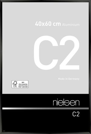 Nielsen Design Bilderrahmen, 40 x 60 cm, Aluminium, Schwarz glanz, Posterrahmen zum Aufhängen im Hoch- & Querformat, Echtglas, C2