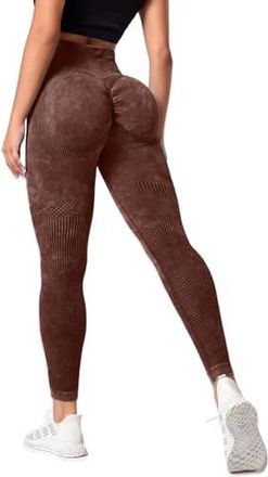 Generic Legging 3D anti-cellulite pour femme - Legging avec fonction lifting des fesses et effet de compression - Legging en tricot doubl&eacute; pour femme, marron,