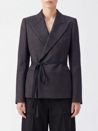 Maison Margiela Kurzer Wollblazer im Robenstil mit steigendem Revers und G&uuml;rtel