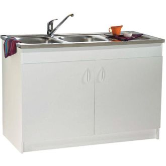 Neova Neova - Meuble sous &eacute;vier 90 cm - Largeur 60 cm - Panneaux m&eacute;lamin&eacute;s 16 mm - Charni&egrave;res invisibles 95&deg; - Rangement optimis&eacute;