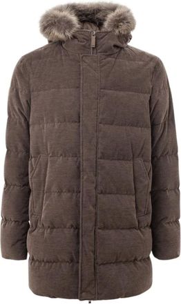 Herno Bomber long avec capuche et fourrure amovible - Homme - Vestes - Brun - Taille: L
