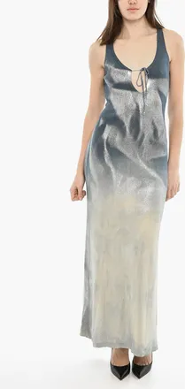 Diesel Maxi Dress M-IDELLE Ribbed Metallic Effect Diesel