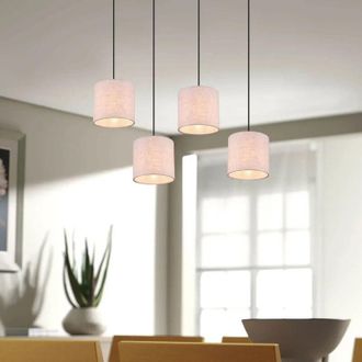 Trio Leuchten Trio Lighting - Suspension Elmau 4xE27 Abat-jour Nickel Et Sable L100 cm