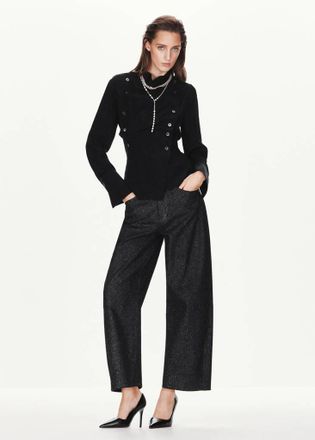 Mango Jean balloon lurex black denim - Femme - 32 - MANGO