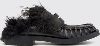 Camperlab Gemusterte Mil 1978 Leder-Mules mit Kunstpelzfutter