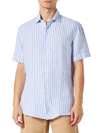 Seidensticker Mens Shaped Fit Kurzarm Hemd Shirt, Blau, 41