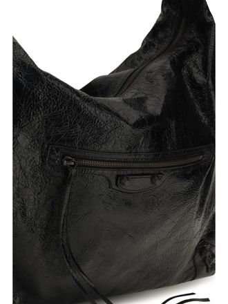 Balenciaga Le City Lambskin Leather Hobo Bag - Black