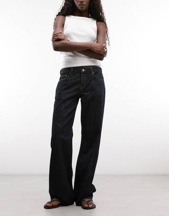 Weekday Aura jean bootcut d&eacute;contract&eacute; taille basse bleu fonc&eacute; d&eacute;lav&eacute;