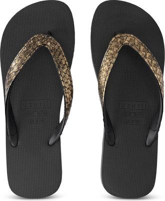 UZURII Slipper & Pantoletten - Zehentrenner Python Bronze - Gr. 43_44 - in Schwarz - f&uuml;r Damen