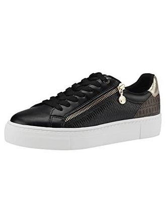 Tamaris Chaussures Confortables pour Femme, Chaussures &agrave; Lacets, Semelle int&eacute;rieure Amovible, Noir et Or COM, 43 EU