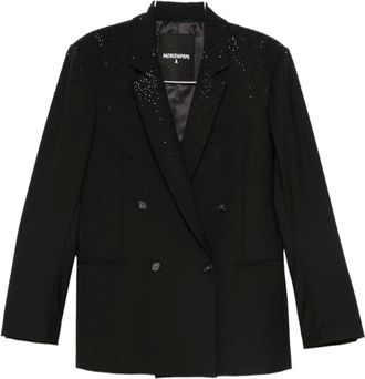 Patrizia Pepe Homme, Costumes, Noir, Taille: L Veste crois&eacute;e en laine froide avec strass