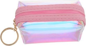 PartyKindom Porte-cl&eacute;s Portefeuille Mini Iris&eacute; Transparent Multifonction Pour &Eacute;tudiants Pochette Porte-cl&eacute;s Holographique Pratique Rose Compacte