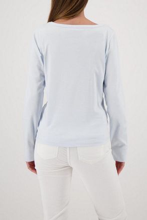 Monari Langarmshirt Shirt Schmuckschrift Regular fit mit U-Boot-Ausschnitt