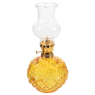 Angoily Veemoon Retro &Ouml;llampe Vintage Stil mit Glaslampenschirm Dekorative Petroleumlampe f&uuml;r Innenbereich Gelber Lampenschirm Langlebiges Glas Stilvolle Wohn