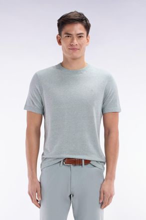 Eden Park T-shirt En Coton Et Lin Gris Moyen Coupe Droite