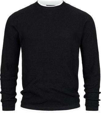Indicode Herren INVillads Strickpullover mit Rundhals-Ausschnitt | Feinstrick-Pulli Cardigan für Männer Black, XL