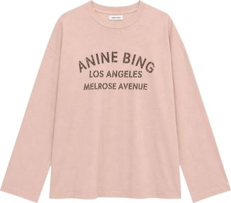 Anine Bing Femme, Tops, Rose, Taille: 42 FR Ivan Long Sleeve Melrose Stencil