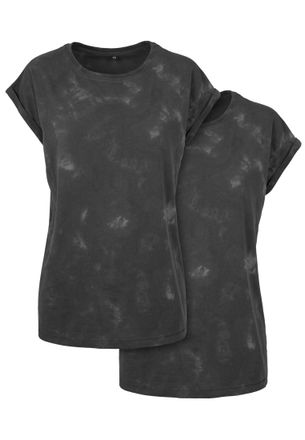 Build Your Brand Damen T-Shirt Ladies Batik Dye Extended Shoulder Tee 2-Pack, Doppelpack T-Shirt f&uuml;r Frauen, leicht tailliert