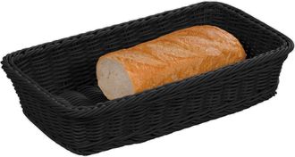 KESPER 19809 Brot-Obstkorb eckig aus Vollkunststoff in Plastik, Schwarz, 35 x 20 x 7.5 cm