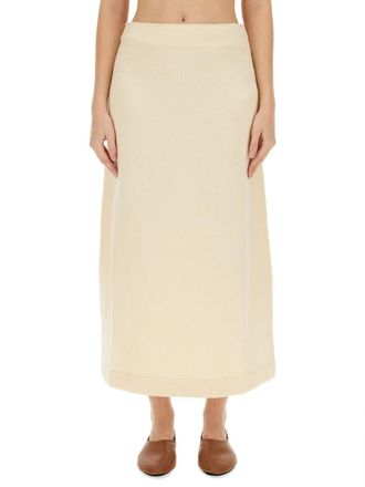 Jil Sander Wool Midi Skirt - Ivory