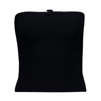 Courr&egrave;ges Femme, Tops, Noir, Taille: 38 FR Top bustier en maille &agrave; boucle